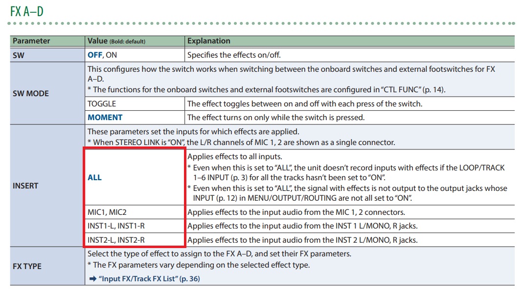 RC-600: How to change and adjust Input/Track FX on the RC-600? – Roland Corporation