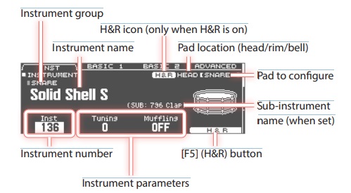 TD-50X: Selecting an instrument for each area you strike (Head & Rim ...