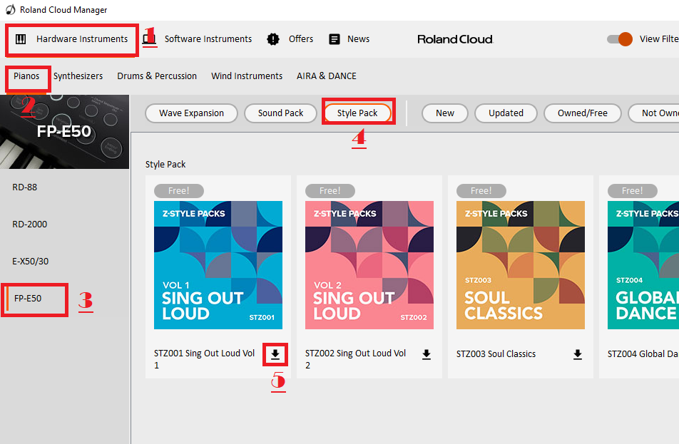 FP-E50: How to Import Z-Style Packs from the Roland Cloud – Roland ...