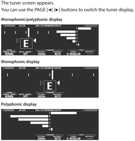 GT-1000, GT-1000CORE: Where are the Tuner Display Options For Poly ...