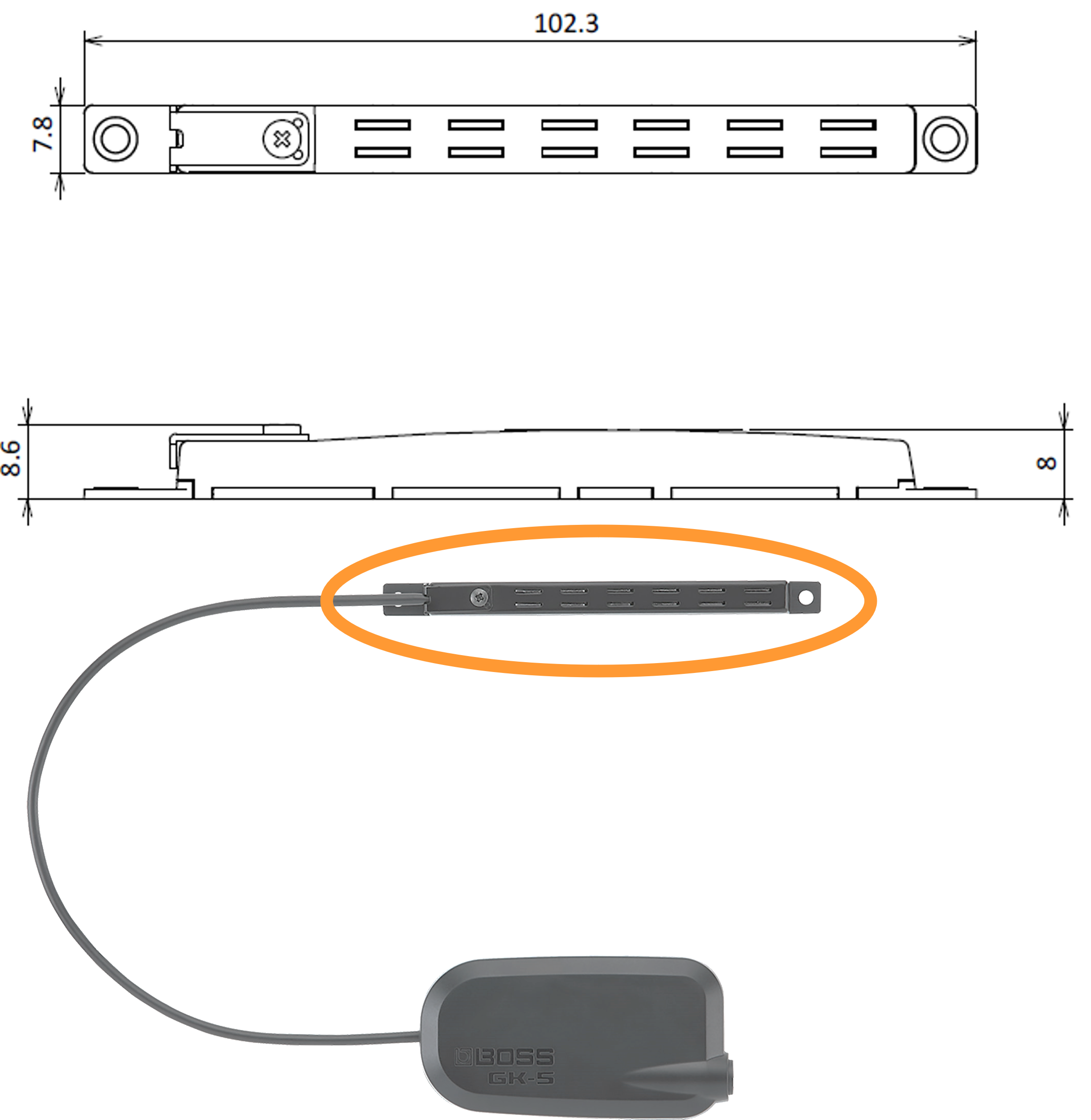GK-5: Pickup Dimensions – Roland Corporation