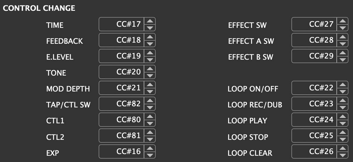 DD-500: What MIDI Control Changes Are Assigned to what Parameter? – Roland Corporation