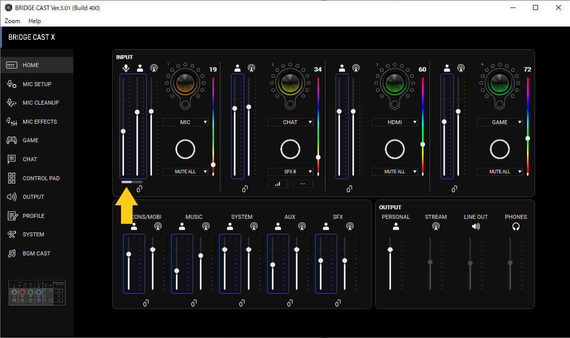 BRIDGE CAST X: How can I use the CH knobs to adjust the volume of your ...