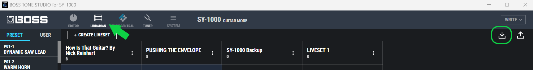 SY-1000 : User Patch Backup / System Data Backup and transfer to a 2nd ...