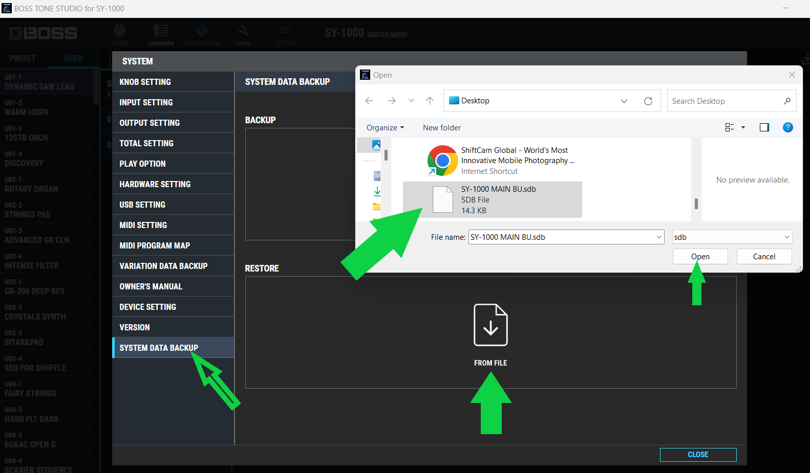 SY-1000 : User Patch Backup / System Data Backup and transfer to a 2nd ...