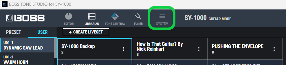 SY-1000 : User Patch Backup / System Data Backup and transfer to a 2nd ...