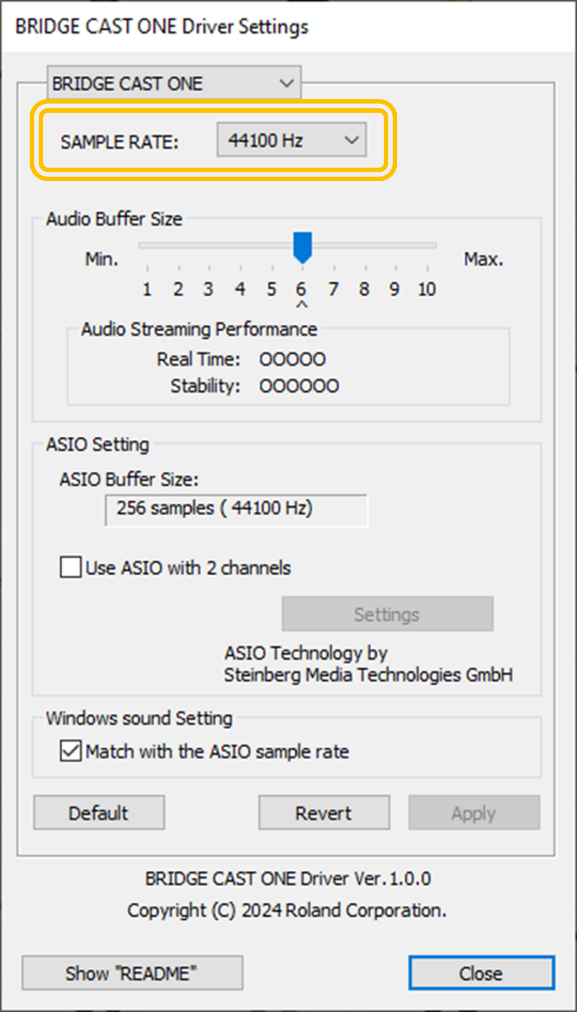 BRIDGE CAST ONE: How do I change the sample rate of BRIDGE CAST ONE in ...