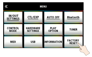 GX-10: Restoring the factory settings (factory reset) – Roland Corporation