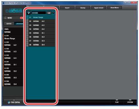 KATANA-100/212: How to export a LIVESET in BOSS TONE STUDIO for KATANA ...